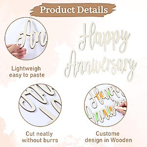 Happy Anniversary Banner Decorations- Wooden Happy Anniversary Sign for Party Decor Backdrop, Men Women 50th Birthday Decoration, 20th/25th/50th Wedding Anniversary Decoration