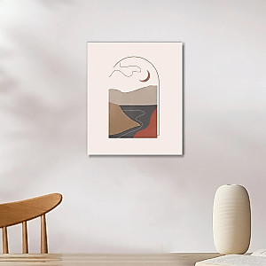 CHDITB Mid Century Modern Decor Wall Art, Minimalist Boho Wall Art Prints, Modern Aesthetic Canvas Wall Art For Bedroom Neutral Abstract Geometric Vase Painting For Gallery Living Room Bathroom Set Of 6 (12”x16”)