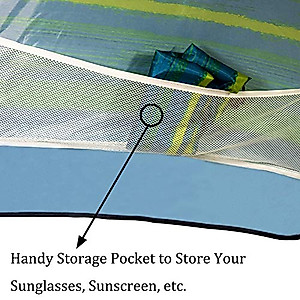 Ogrmar 7FT Beach Umbrella with Sand Anchor & Carry Bag, Portable Outdoor Windproof Sun Umbrella Sun 50+ Protection Umbrella with Push Button Tilt & Air Vent (Green Stripe)