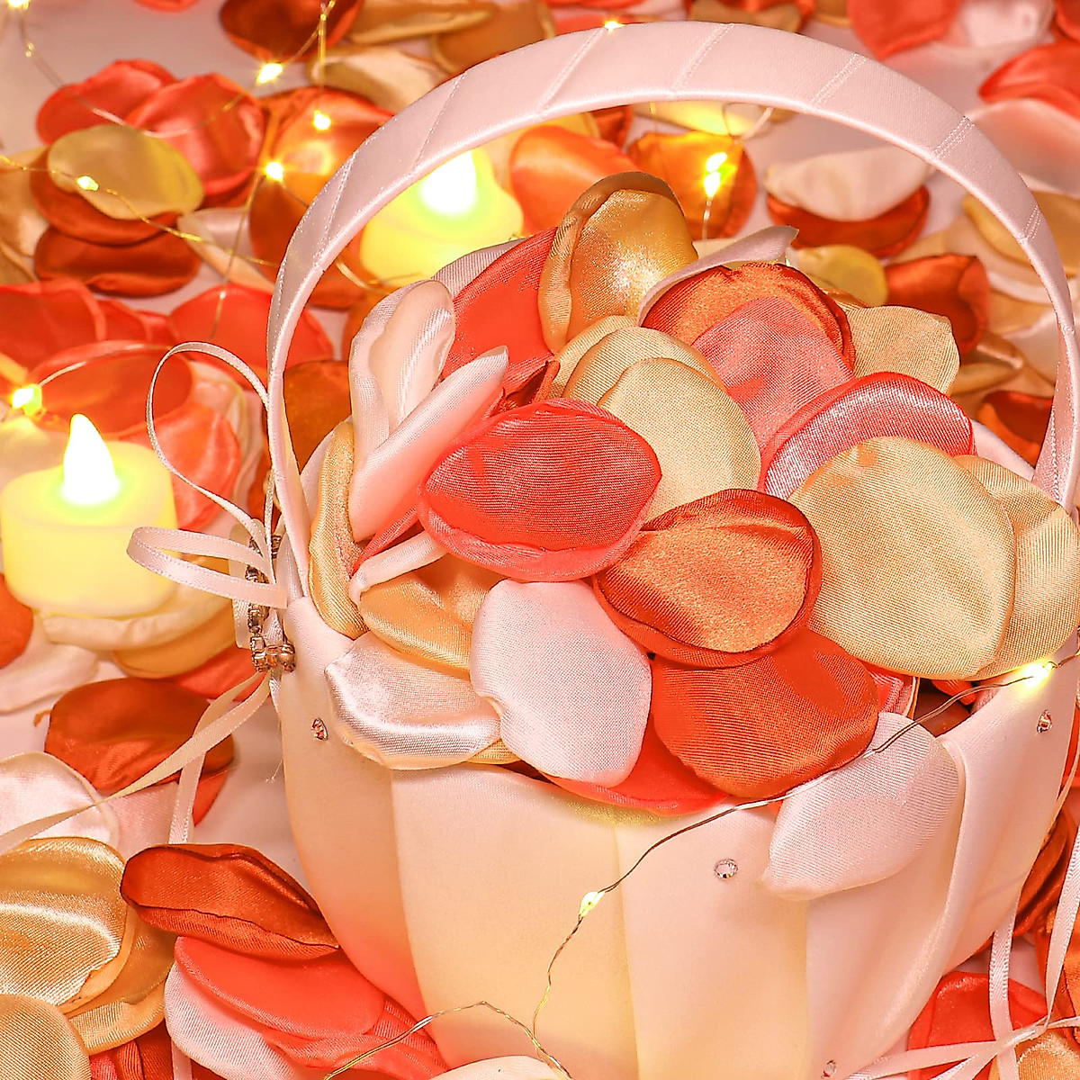DEEMEI 400pcs Silk Rose Petals for Wedding Artificial Flower Petals Bulk for Basket Fall Wedding Aisle Runner Bridal Shower Table Decor(Orange)