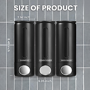 EHORIA Shampoo and Conditioner Dispenser,Shampoo Dispenser for Shower,Soap Pump for Shower(17.6 oz Triple) (Black)