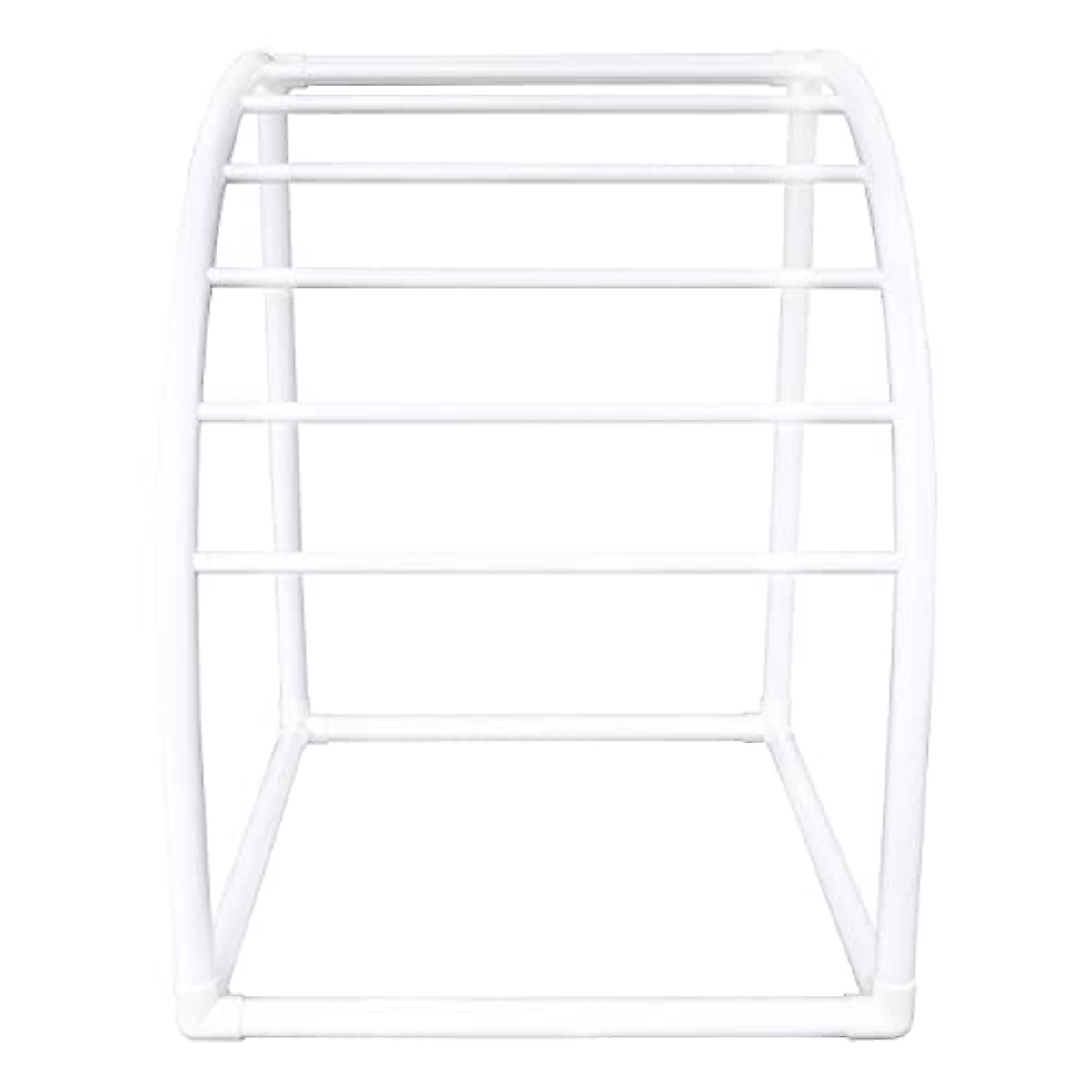 7 Bar Curved Outdoor Towel Rack - Free Standing Poolside Storage Organizer - Also Stores Floats, Paddles and Noodles, 37.5" W x 37.5" L x 49.5" H, (White) Style 244574