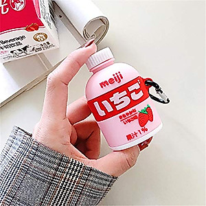Mulafnxal for Airpod 1&2 Case, Cute Cartoon Unique Silicone Air pods Cover, 3D Funny Kawaii Fashion Fun Cool Keychain Design Stylish Soft Skin Cases Women Girls Teens for Airpods (Strawberry Juice)