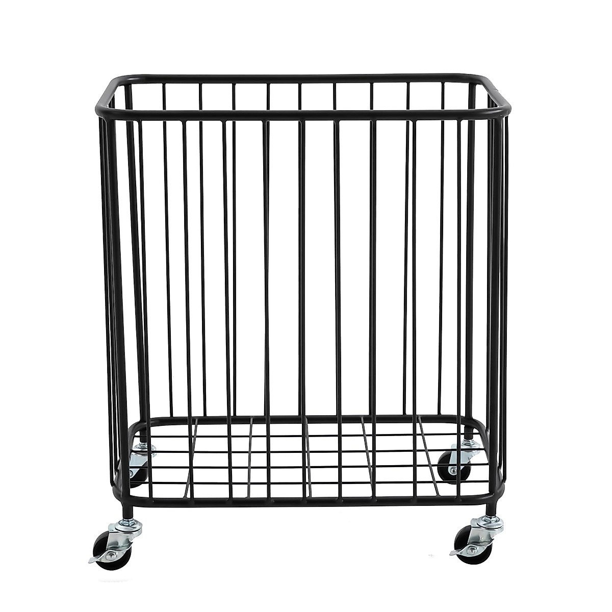 Laundry Hamper with Wheels,Large-size Metal Laundry Basket Cart,Rolling Wheeled Clothing Hamper for Living Room,Bathroom,Closet,Bedroom(Black)