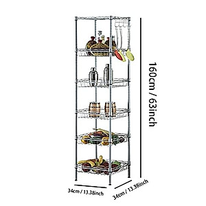 Cages 6-Shelf Wire Shelving Units Heavy Duty Metal Shelf Wire Rack with Leveling Feet Adjustable Utility Storage Shelves for Garage Kitchen Living Room Bathroom 13.38" L x 13.38" W x 63" H