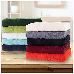 Superior Ultra-Soft 6-Piece Cotton Towel Set, Includes 2 Bath Towels, 2 Hand Towels, and 2 Washcloths for Bathroom, Guest Room, Quick Dry, Daily Use Home Essential Towels - Tangerine