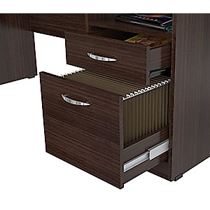 Inval America Curved Top Desk, Espresso-Wenge/Silver
