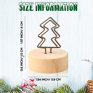 50 Pcs Christmas Wood Place Card Holders Wooden Base with Christmas Tree Rustic Iron Wire Clip Wooden Table Memo Photo Picture Number Sign Stands Holder for Party Xmas Wedding Table Decor