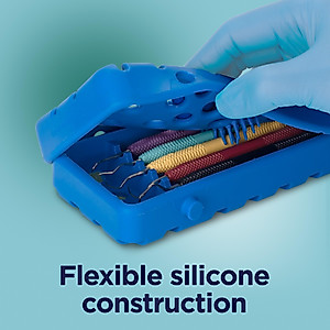 Practicon Cool Cassette 2 Silicone Autoclave Cassette for Dental Instruments, Size 14 Instrument Tray, Blue