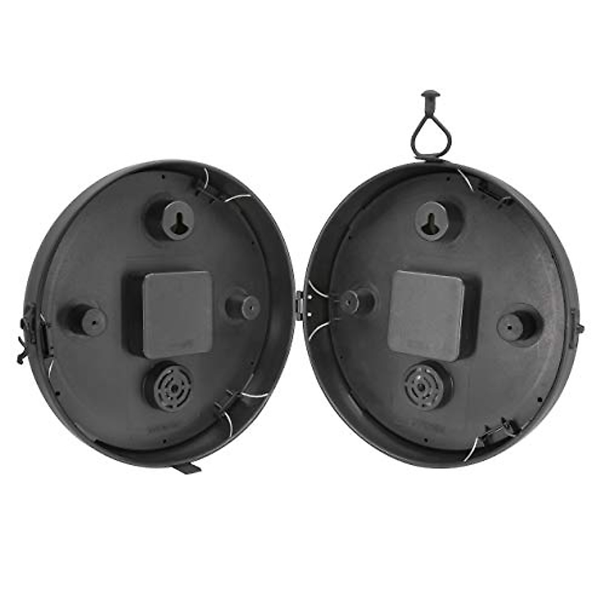 AcuRite 9-Inch Indoor/Outdoor Double-Sided Hanging Clock with 360-Degree Spin Functionality, Iron Metal Frame, Glass Lens, Quartz Crystal Movement, Weatherproof and Premium Thermometer (75140M),Black