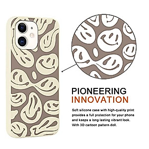 RUMDEY 2 Pack Happy Smiley Face for iPhone 13 Mini 5.4" Phone Case,Aesthetic Cute Smile Design Cases Soft Silicone Slim TPU Shockproof Protective Bumper Cover for Women Men Girls-Kawaii Smiles