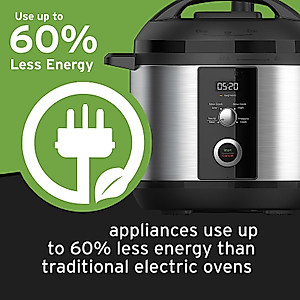 6QT Easy 3-in-1 Slow Cooker, Pressure Cooker, and Sauté Pot, Versatile Family Cooking, Black