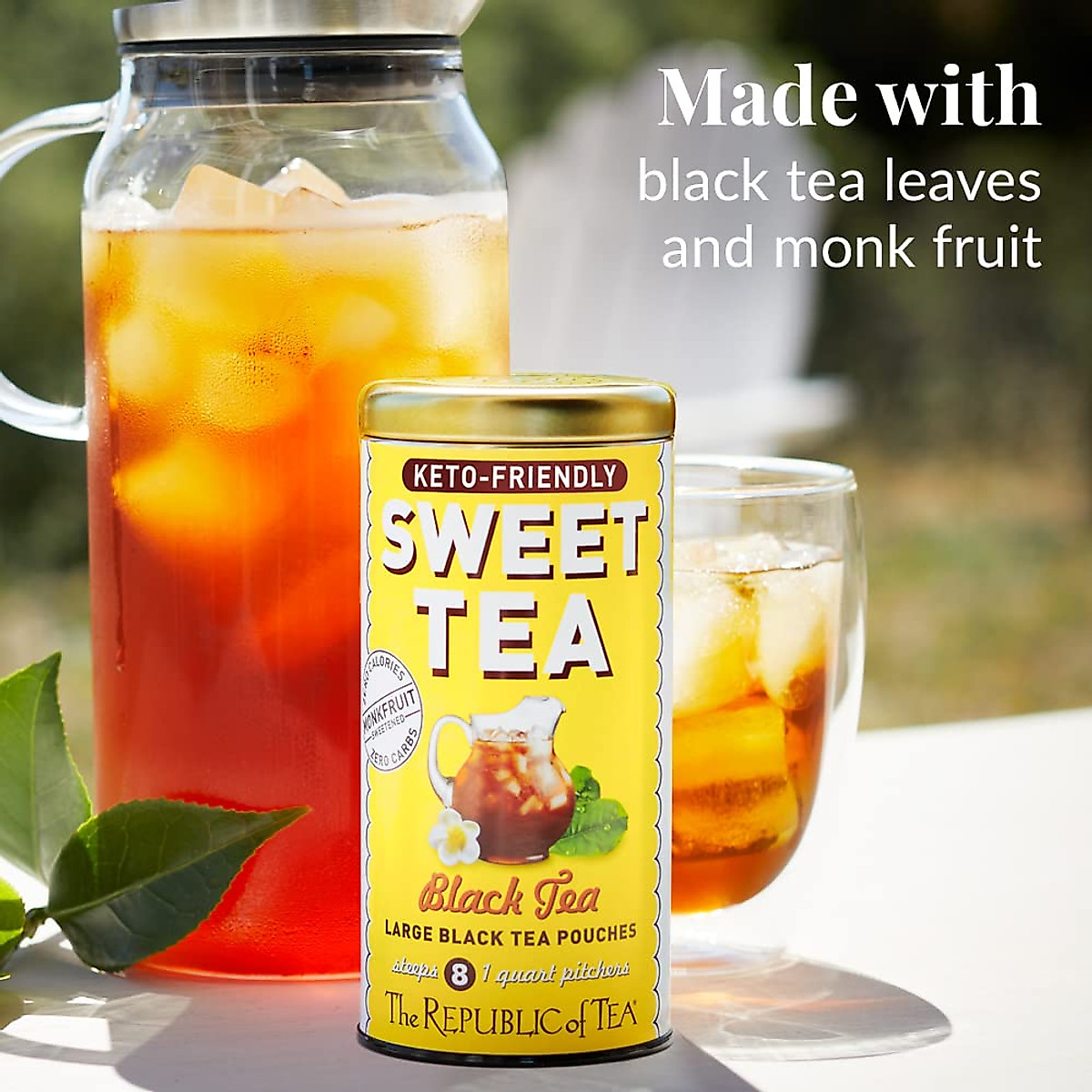 The Republic of Tea – Keto-Friendly Sweet Iced Black Tea, 8 Large Quart-Sized Iced Tea Pouches, Naturally Caffeinated