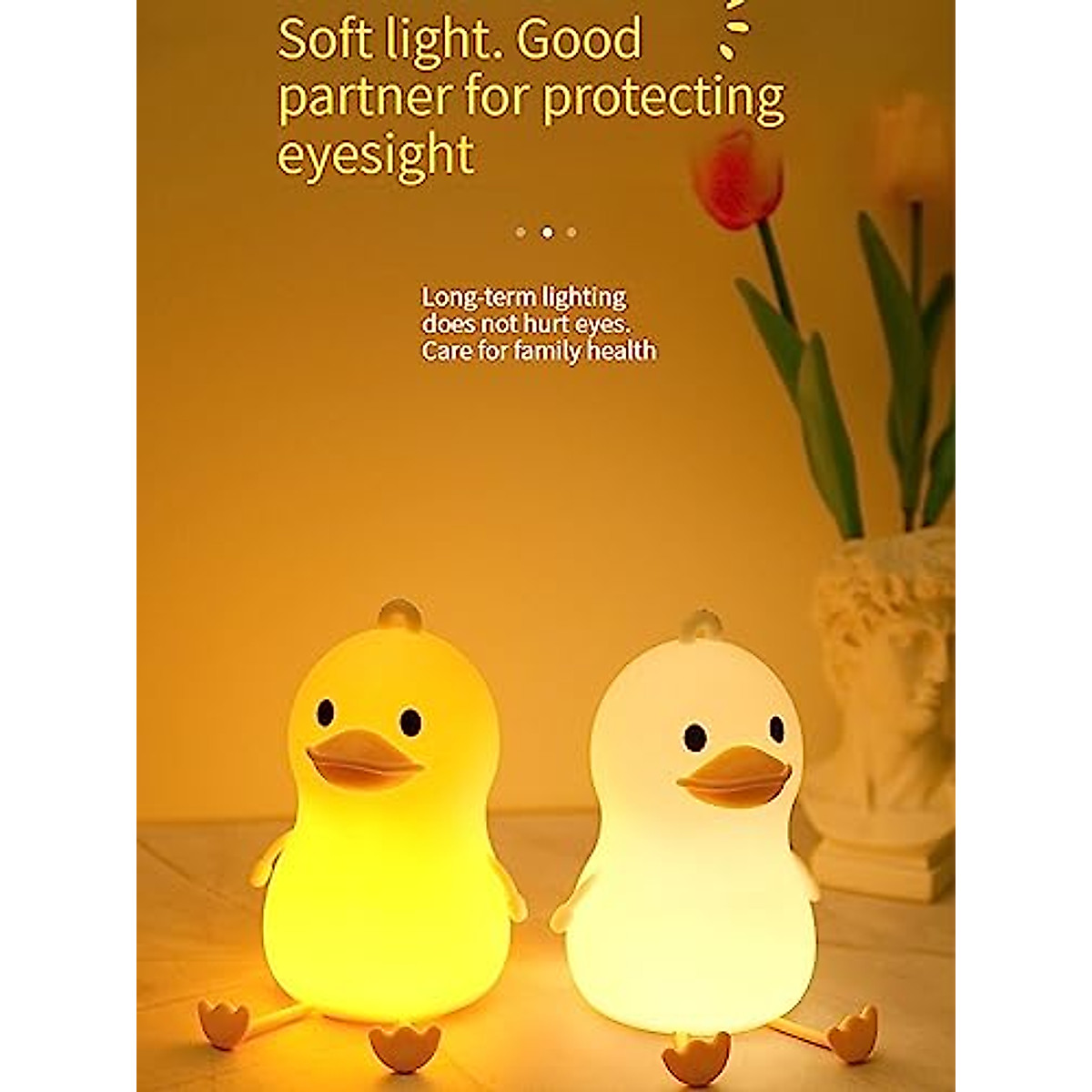 Hasdlga Duck Silicone Night Light,Cute Duck Kids Lamp,16 Colors Changing Remote Control Night Lights,Rechargeable Dimmable Nursery Lamps Bedroom Decor Birthday Xmas Gift