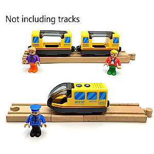 Battery Train Magnetic Connection Inter City Train with Figures for Wooden Train Track Toys Locomotive Train Toys for Toddlers 3 4 5 Year Old Kids (No-Include Battery and Track)