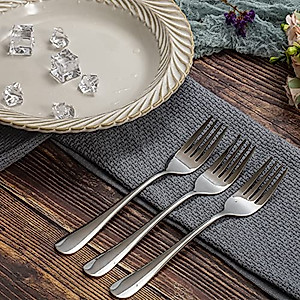 ELLERT 12-Piece Dinner Forks Silverware Set,Food-Grade Stainless Steel Table Forks,Salad Forks,Mirror Polished,Dishwasher Safe,Use for Home,Kitchen or Restaurant (Silver 8 Inches)