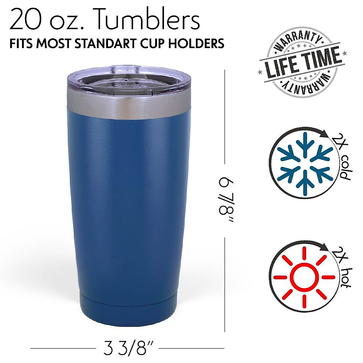 Personalized Tumbler with Engraved Name - 12 Designs, 20 Oz Coffee Tumbler with Slider Lid, Sky Blue, Double Wall Insulated - Custom Gifts for Women