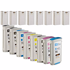 LKB 8PK Compatible HP70 Ink Cartridge Replacement with 130ML Use with HP Designjet Z2100 Z5200 Z3200 Z3100 Z5400 (8 Pack HP70) –US