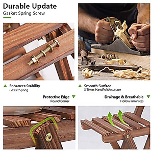 COOGOU Wood Plant Stand Indoor, 6 Tiered Plant Shelf for Multiple Plants RackTriangle , A Shape Corner Flower Pot Holder for Windowsill Patio Balcony Garden Living Room (Retro,Wooden)