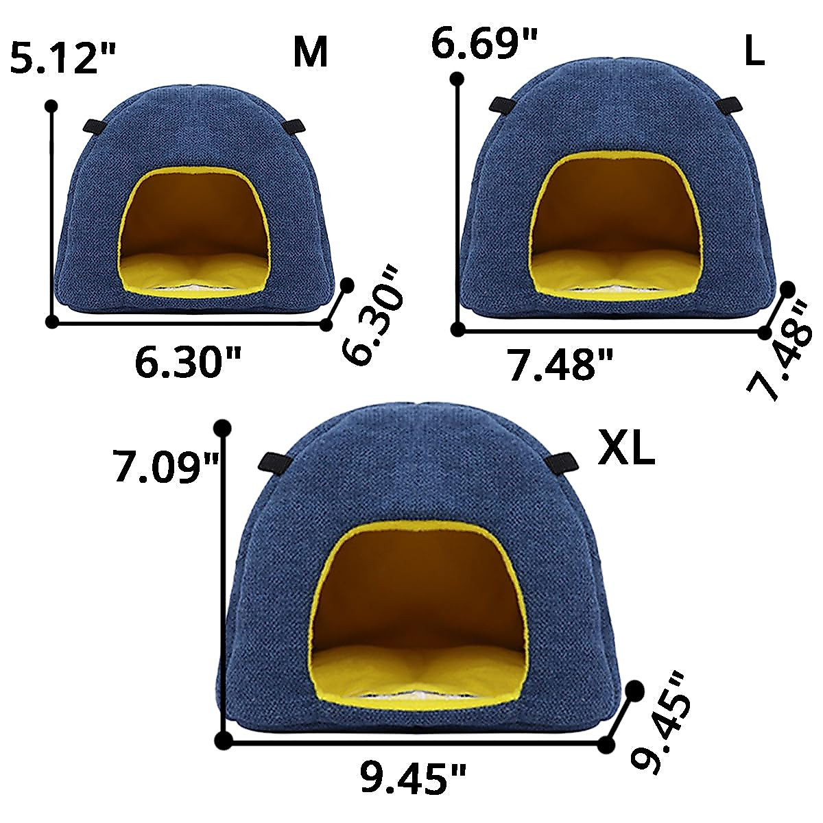 MANON ROSA Hamster Hideout Winter Bed - Cozy Pet Cage Accessory Heating Pad & Hanging Hammock Small Animals Syrian Sugar Gliders Chinchillas Squirrels Guinea Pigs Rats Tent Blue L