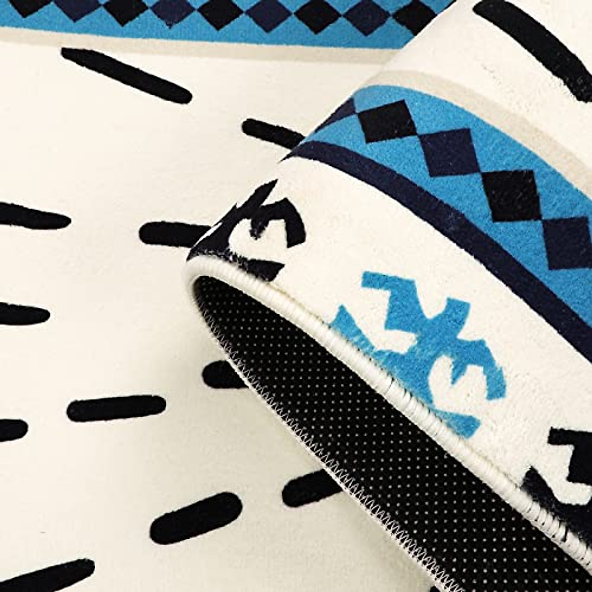 HAOCOO Evil Eye Runner Rug 2’x 5’ Non-Slip Washable Kitchen Area Rug Boho Chic Distressed Tribal Decorative Soft Velvet Creative Floor Carpet Bath Rug for Bedroom Living Room Entryway Hallway