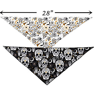 2 Pack Dog Halloween Bandana - Triangle Reversible Pet Scarf for Dogs, Adjustable Holiday Dog Bandanas for Small Medium Large Dogs Pets