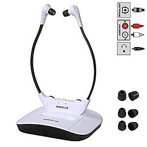 SIMOLIO 2.4G Digital TV Wireless Headphones with Spare Battery for Seniors, Dialog Clarity Wireless Headphones for TV Watching with Tone & Balance Control, Support Optical/RCA/AUX, 100ft, No Delay