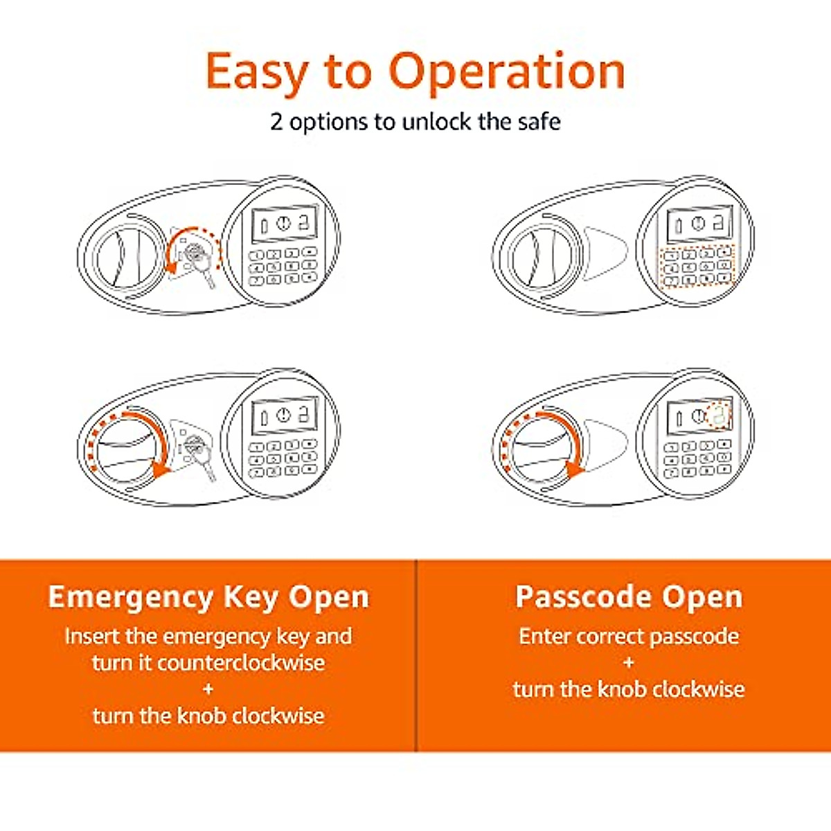 Amazon Basics Steel Security Safe with Programmable Electronic Keypad - Secure Cash, Jewelry, ID Documents - Black, 1 Cubic Feet, 16.93"W x 14.57"D x 9.06"H