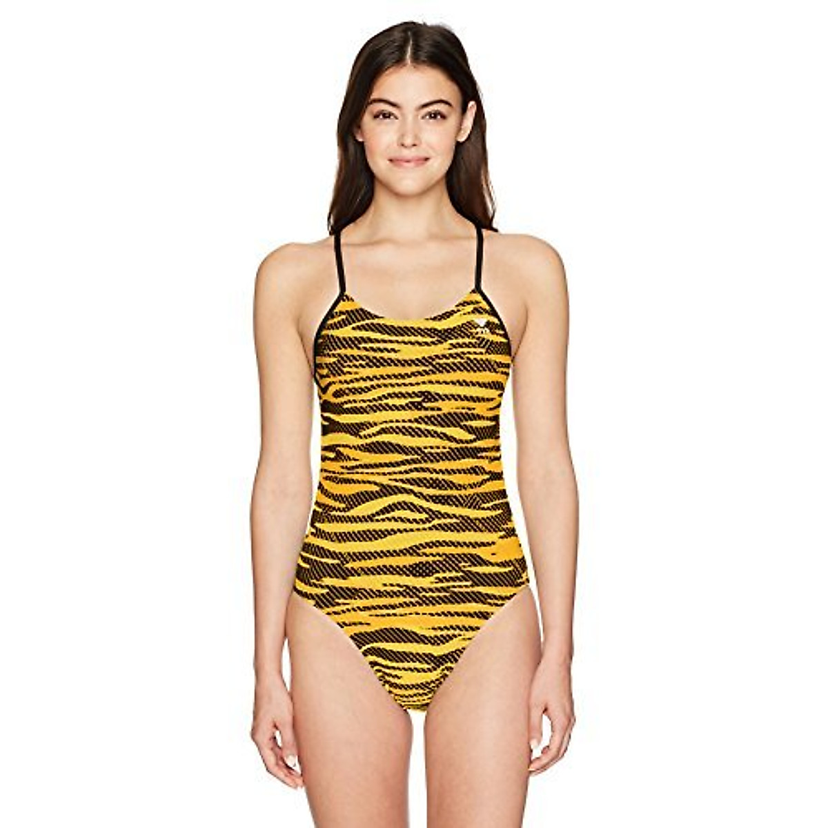 TYR Womens Crypsis Cutoutfit, Black Gold, 34