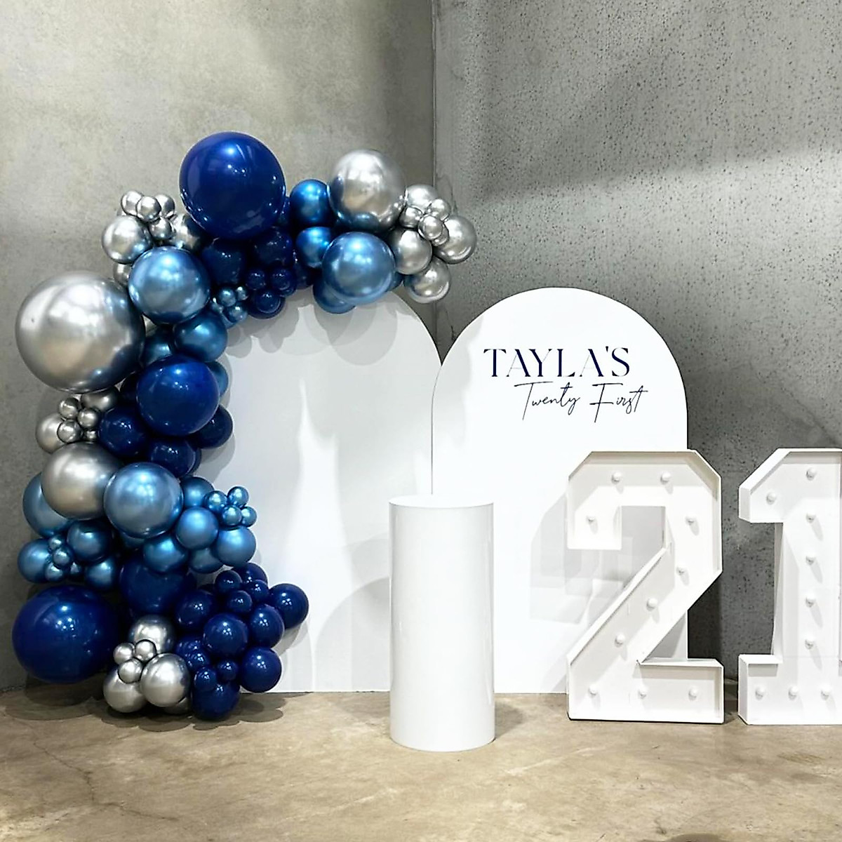 Blue Silver Balloons Set, 12 Inch Blue and Silver Balloons Dark Blue Party Balloons Metallic Blue Silver Latex Balloons Baby Blue Confetti Balloon for Birthday Graduations Baby Shower