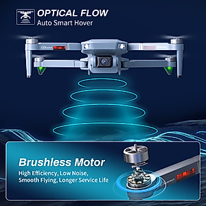 FPV Drone with 2 Camera for Adults, Foldable WIFI RC Quadcopter Remote Control Airplanes Kit with 2 Batteries,Advanced Brushless Motors, Long Range Video Transmission, 3D Flip, Auto Return Home,APP Control (Gray)