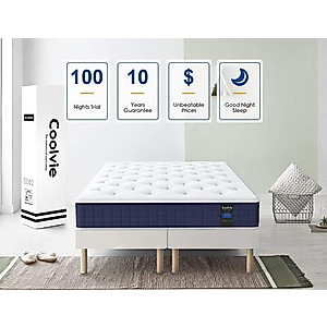 Coolvie King Mattress, 10 Inch King Size Hybrid Mattress, Individual Pocket Springs with Memory Foam, Bed in in a Box, Cooler Sleep with Pressure Relief and Support