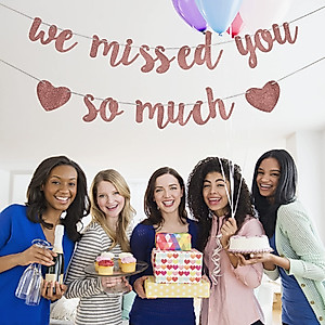 Welcome Home Decorations We Missed You So Much Banner, Rose Gold Welcome Back Home Family Party Sign Decor, Patriotic Military Homecoming Army Deployment Returning Back Party Supplies