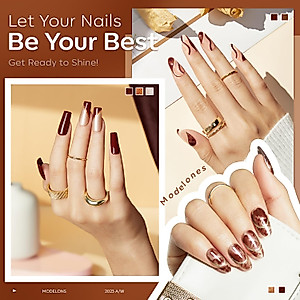 modelones Gel Nail Polish Set, 6 Colors Gel Polish Kit Pearl Nude Brown Shimmer Glitter Orange Red Nail Polish Gel, All Seasons Nails Soak OFF LED Gel Nail Kit Manicure Nail Art Salon DIY Gift