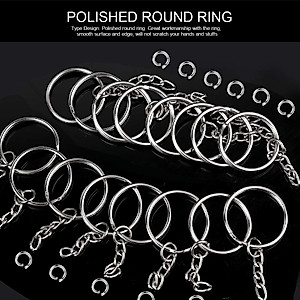 Teenitor Metal Split Keychain Ring Parts for Arts and Craft- 60 Key Chains 25mm with 26mm chains and 60pcs Open Jump Ring for Craft Key Ring