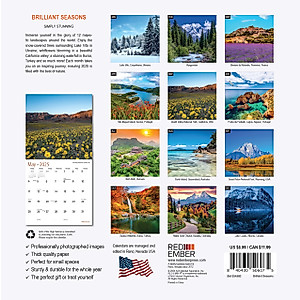 RED EMBER Brilliant Seasons 2023 Hangable Monthly Wall Calendar | 12" x 24" Open | Thick & Sturdy Paper | Giftable | Simply Stunning
