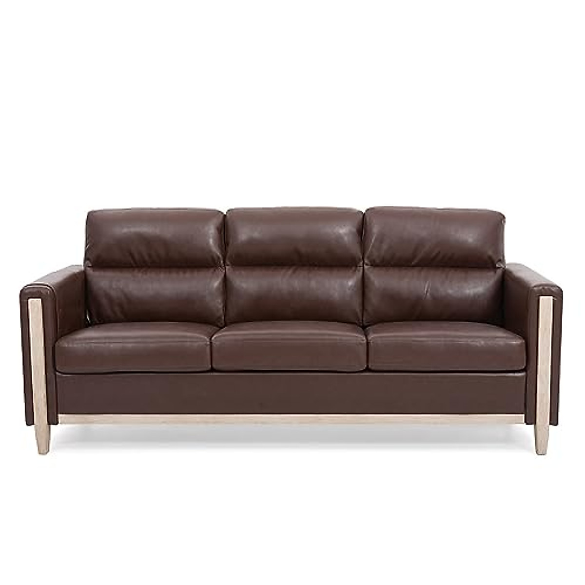 TRIPLE TREE Comfortable 3 Seater Sofa with Soft Cushion,79.5" Sofa Couch with Solid Wood Frame Legs,Sleeper Sofa for Living Room Apartment Office,Brown