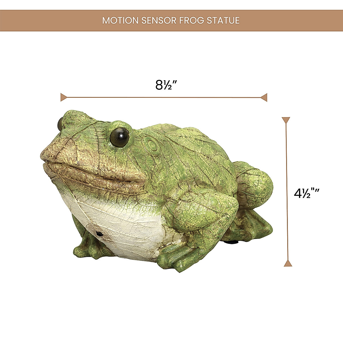 Bits and Pieces - Frog Motion Sensor and Detector Statue - Animal Gardening Gifts - Weather Resistant Garden Decoration Sculpture - 4½" x 8½"