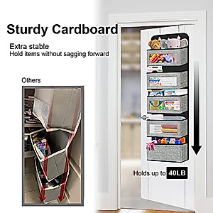 JAYSDAYLY Over the Door Hanging Organizer Storage with 5 Large Pockets,Wall Mount Pantry Organizers with Clear Windows and 2 Metal Hooks for Toilet,Bathroom,Closet,Nursery,Diapers