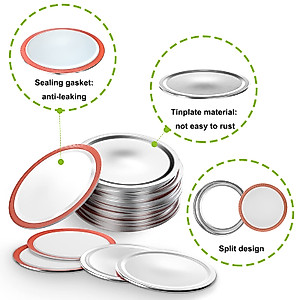 Wide Mouth Mason Jar Lids Canning Lids for Ball, Kerr Jars - 24-Count Split-Type with Leak proof & Airtight Seal Features, Metal Mason Jar Lids for Canning - Food Grade Material, Silver/86 MM