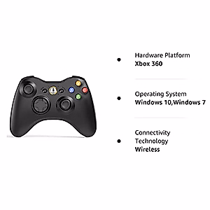 W&O Wireless Controller Compatible with Xbox 360 2.4GHZ Gamepad Joystick Wireless Controller Compatible with Xbox 360 and PC Windows 7,8,10,11 with Receiver (Black)