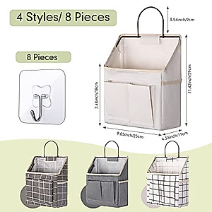 8 Pcs Wall Hanging Storage Bag Waterproof Wall Linen Organizer Wall Basket with Pocket, Wall Hanging Bag Hanging Closet Organizer with 8 Pieces Sticky Hooks for Bedroom Bathroom Kitchen Dormitory