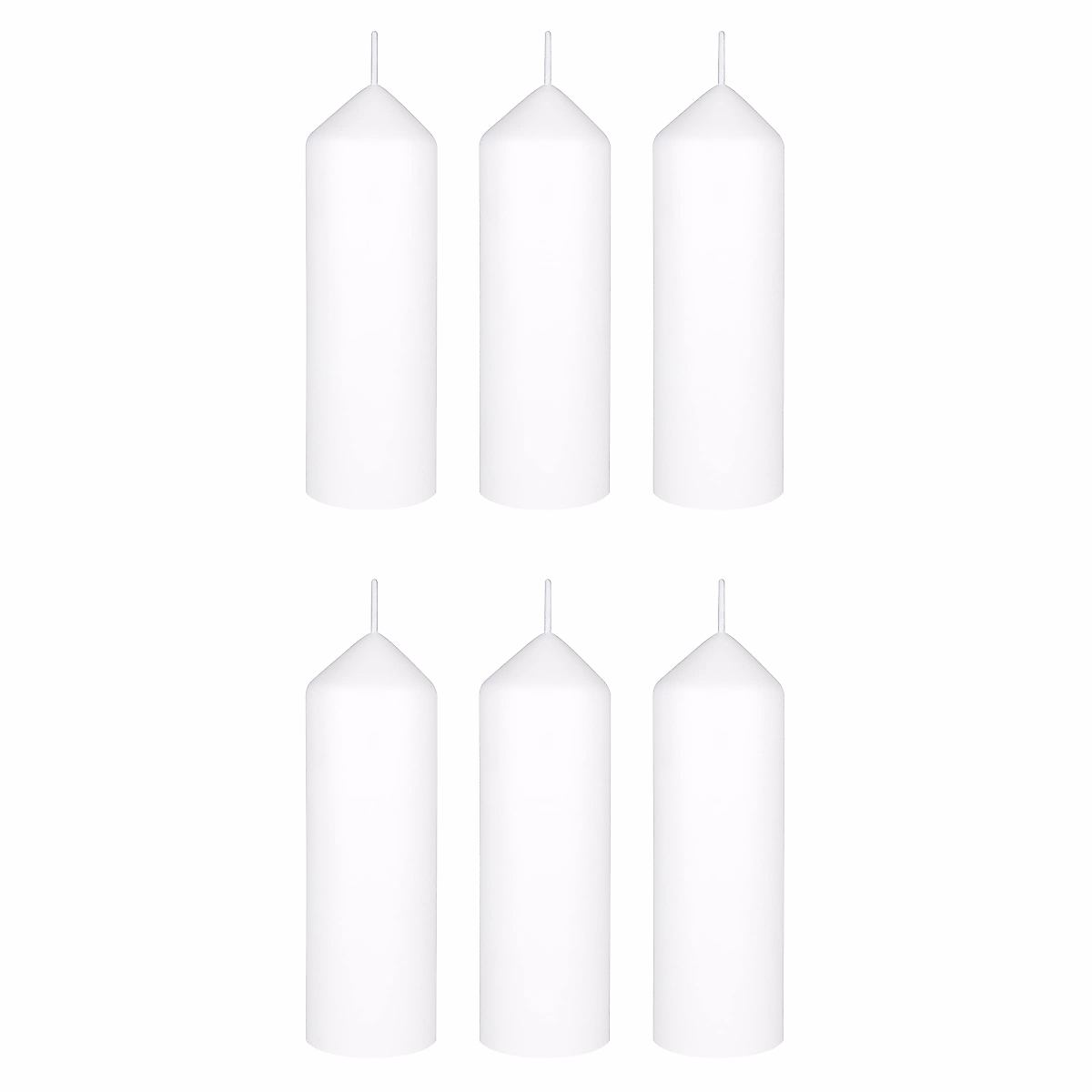 Mega Candles 6 pcs Unscented White Dome Top Round Pillar Candle, Economical One Time Use Event Wax Candles 2 Inch x 6 Inch, Wedding Receptions, Birthdays, Parties, Celebrations, Florists & Churches
