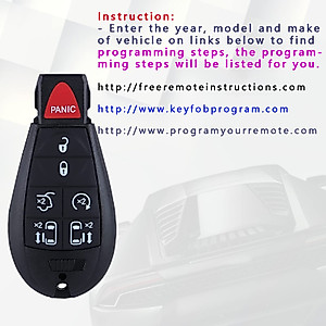 7 Buttons Keyless Entry Remote Control Car Key Fob for Dodge Grand Caravan 2008-2018 Chrysler Town and Country 2008-2016 (M3N5WY783X) Pack of 2