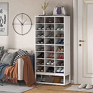 Tribesigns Shoe Storage Cabinet, 24 Pair Cubby Shoe Rack Organizer with Adjustable Shelves, 8-Tier Entryway Shoe Storage Closet Shoe Organizer for Living Room, Bedroom, Mudroom