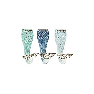 Ganz CB172614 Large Blue Ombre Mermaid Tail Wall Hooks, Set of 3