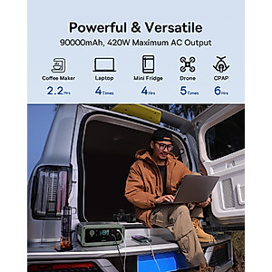 Baseus Portable Power Station ioTa 420W, 288Wh Solar Generator with 90000mAh LiFePO4 Backup Battery, 140W PD3.1 Fast Charging, 2 AC Outlets, LED Light for Outdoor Camping, RVs, CPAP, Home Emergency