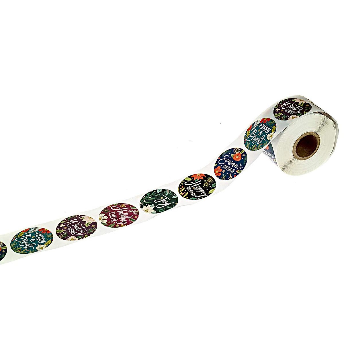 Bold Floral Holiday Stickers / 500 Modern Poinsettia Winter Stickers / 6 Alternating Vibrant Christmas Envelope Seals / 1.5" Round Labels