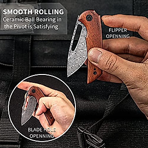 CIVIVI Odium Damascus Blade Bundled Button Lock Cogent, Great EDC Knife Companion