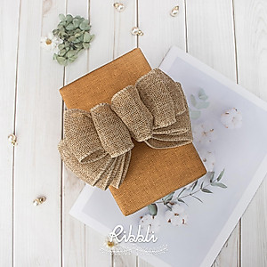 Ribbli Natural Burlap Wired Ribbon,2 Inch x Continuous 10 Yard, Wired Edge Ribbon for Big Bow,Wreath,Tree Decoration,Outdoor Decoration